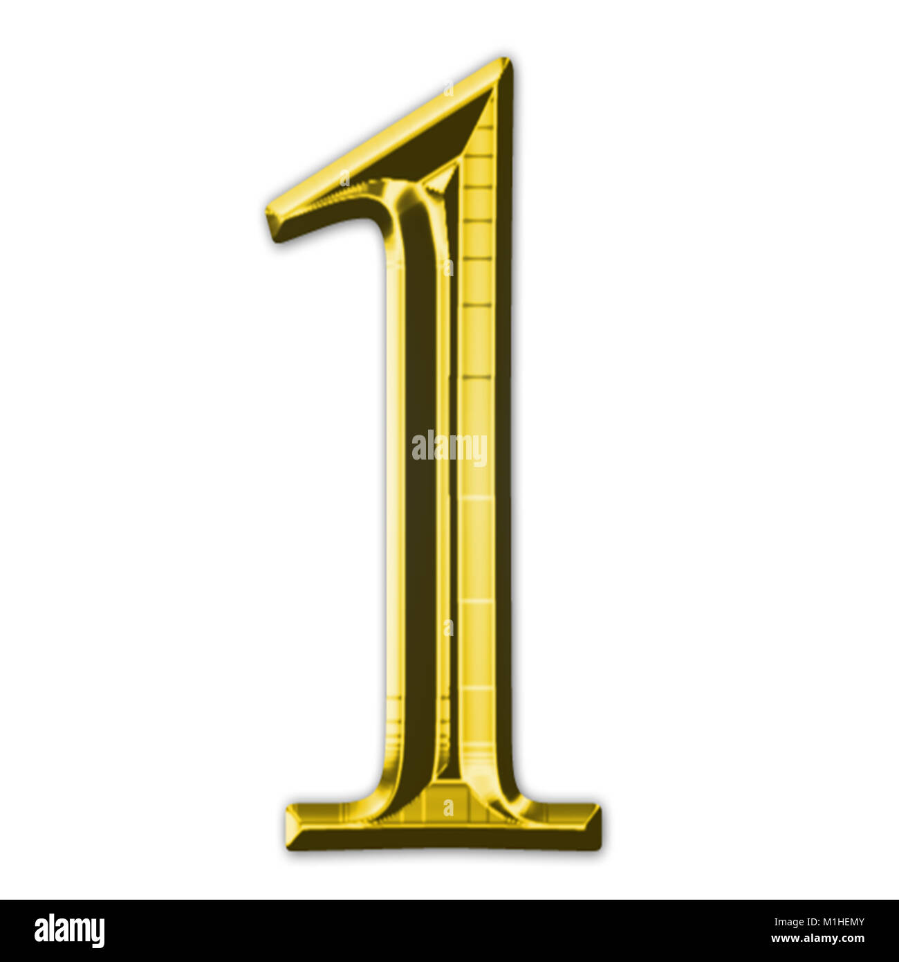 Rendering of a gold beveled numeral Stock Photo - Alamy