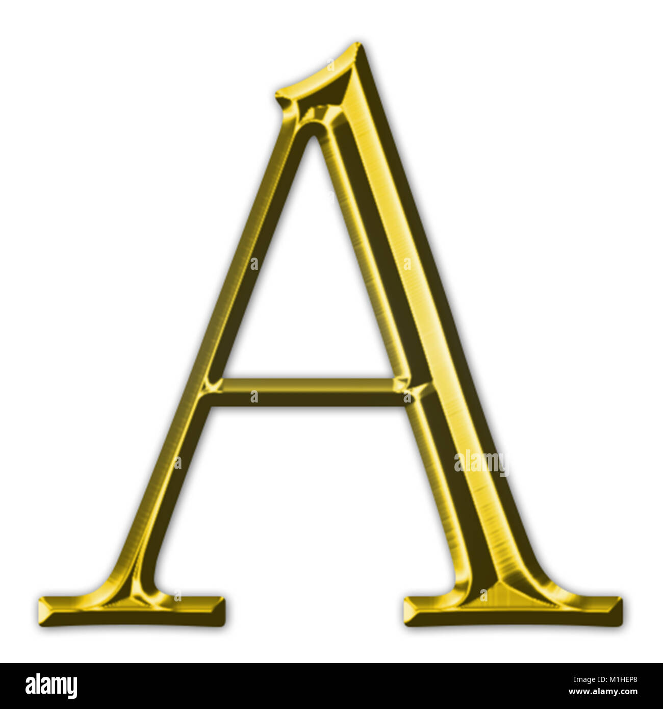 Rendering of a gold metalic letter Stock Photo - Alamy