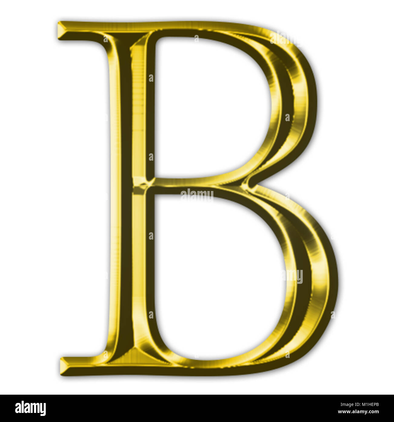 Rendering of a gold metalic letter Stock Photo - Alamy