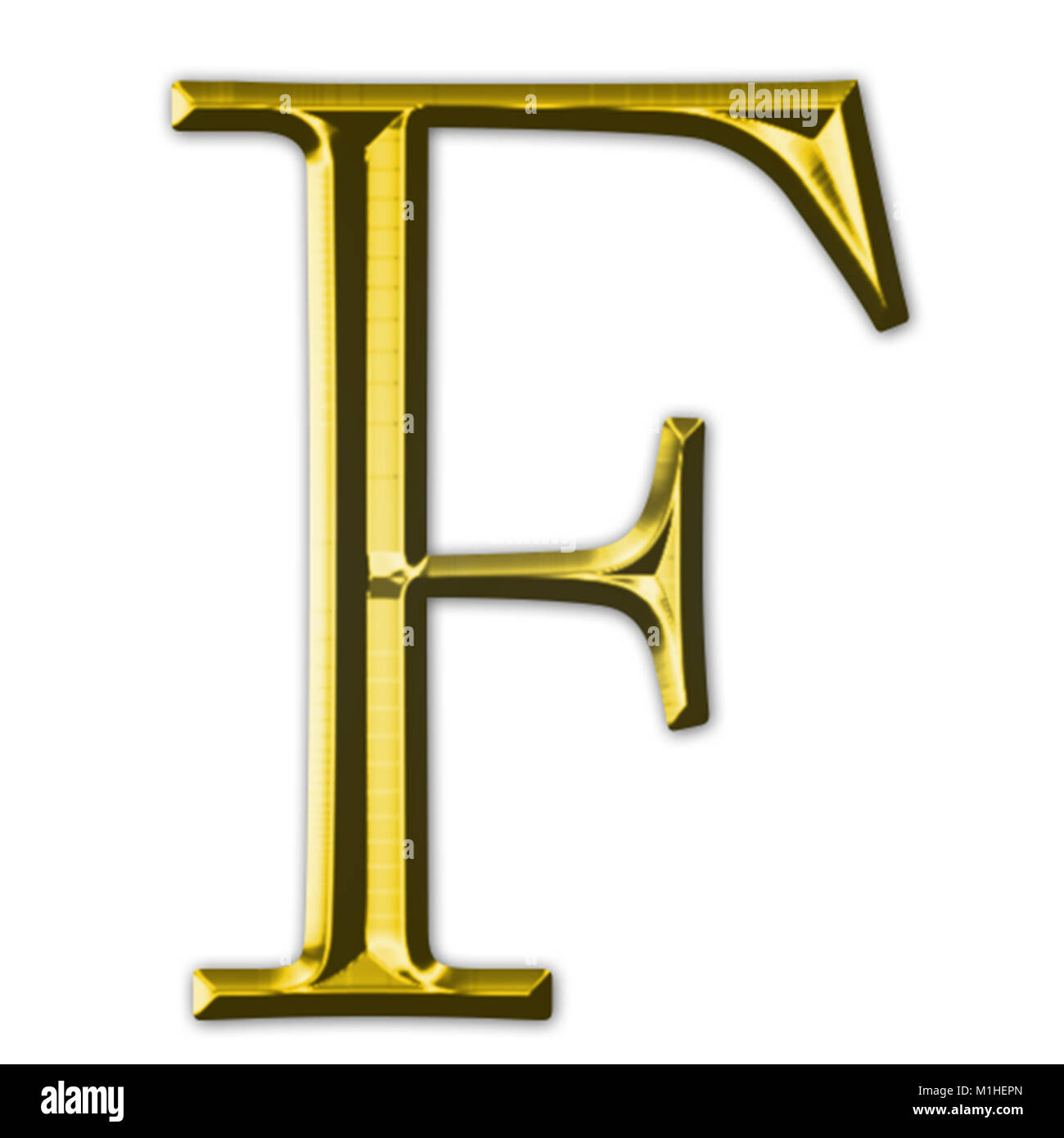 Rendering of a gold metalic letter Stock Photo - Alamy