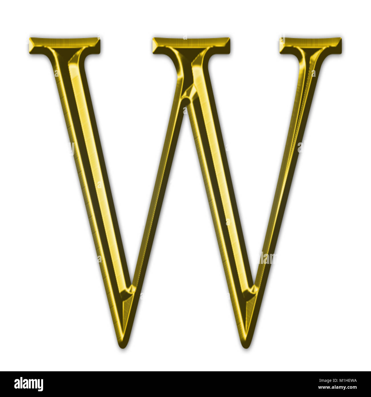 Golden letter W Stock Photo - Alamy