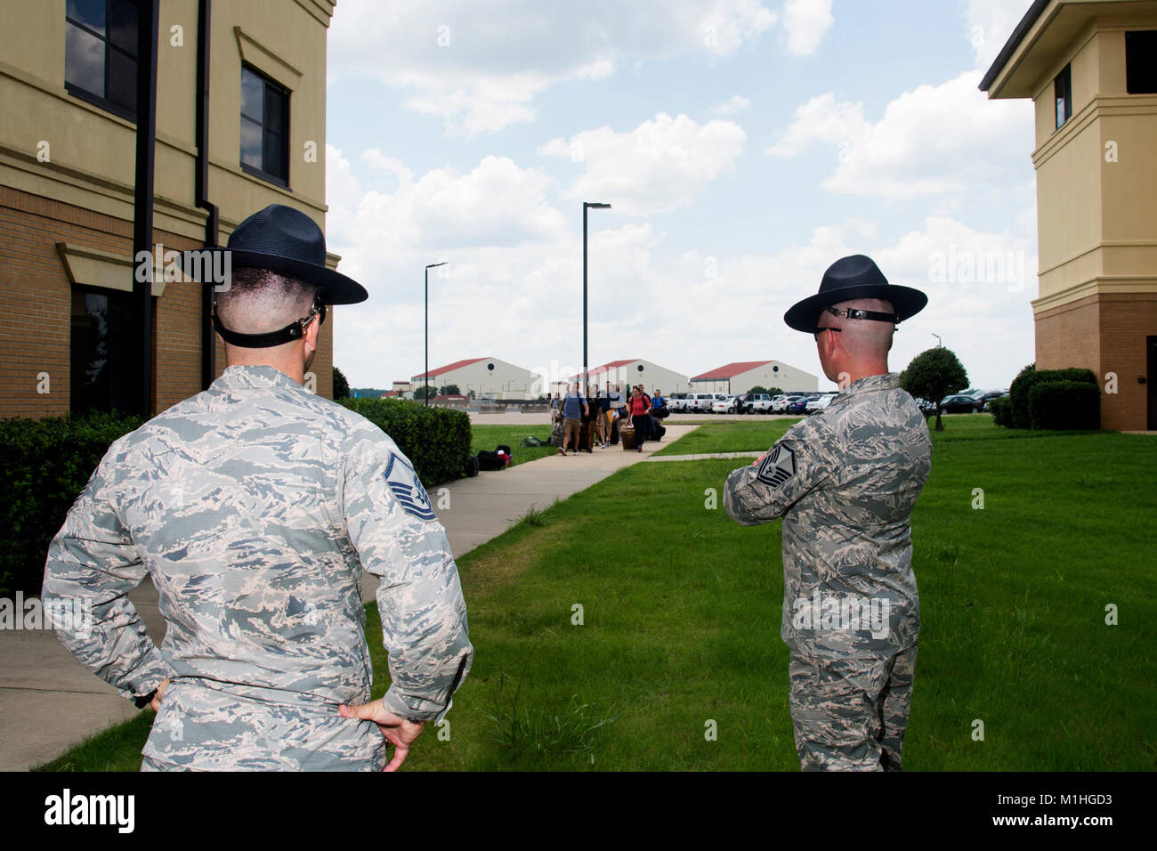 Officer Training School Military Training Instructors watch as the ...