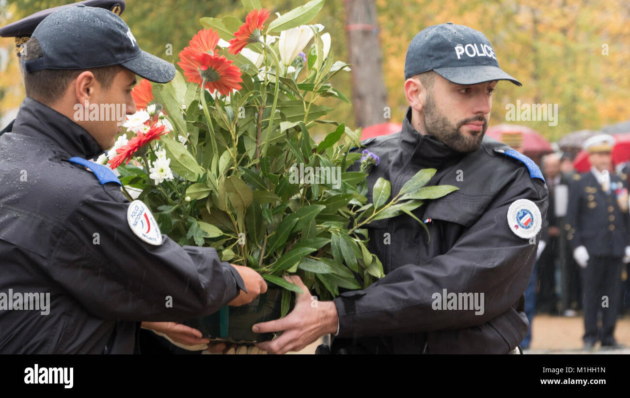 Police remembrance with flowers Stock Photo - Alamy