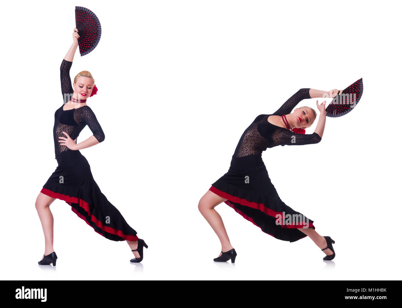 Woman dancing spanish dance isolated on white Stock Photo - Alamy