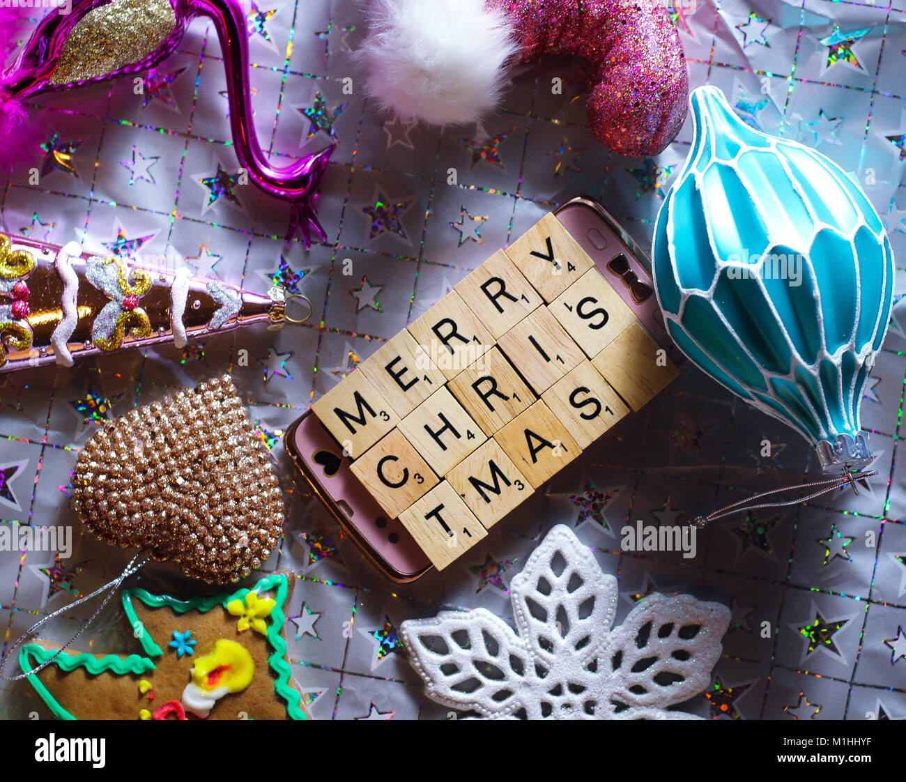 winter holiday season greeting card letters Stock Photo - Alamy