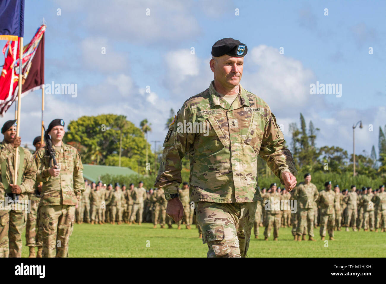 Maj. Gen. Christopher Cavoli leaves the field after relinquishing ...