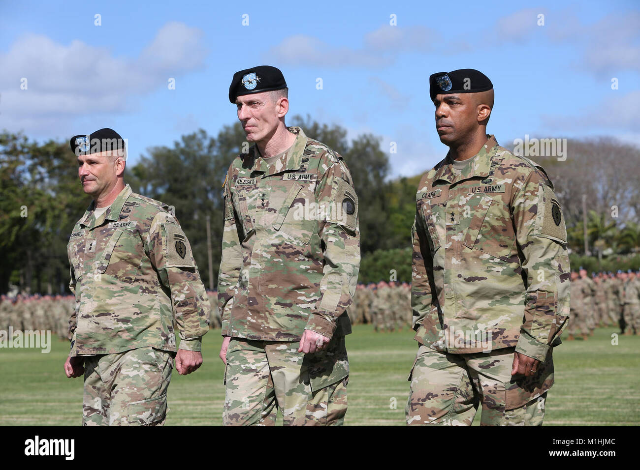 Maj. Gen. Christopher Cavoli (left), Lt. Gen. Gary Volesky (center) and ...