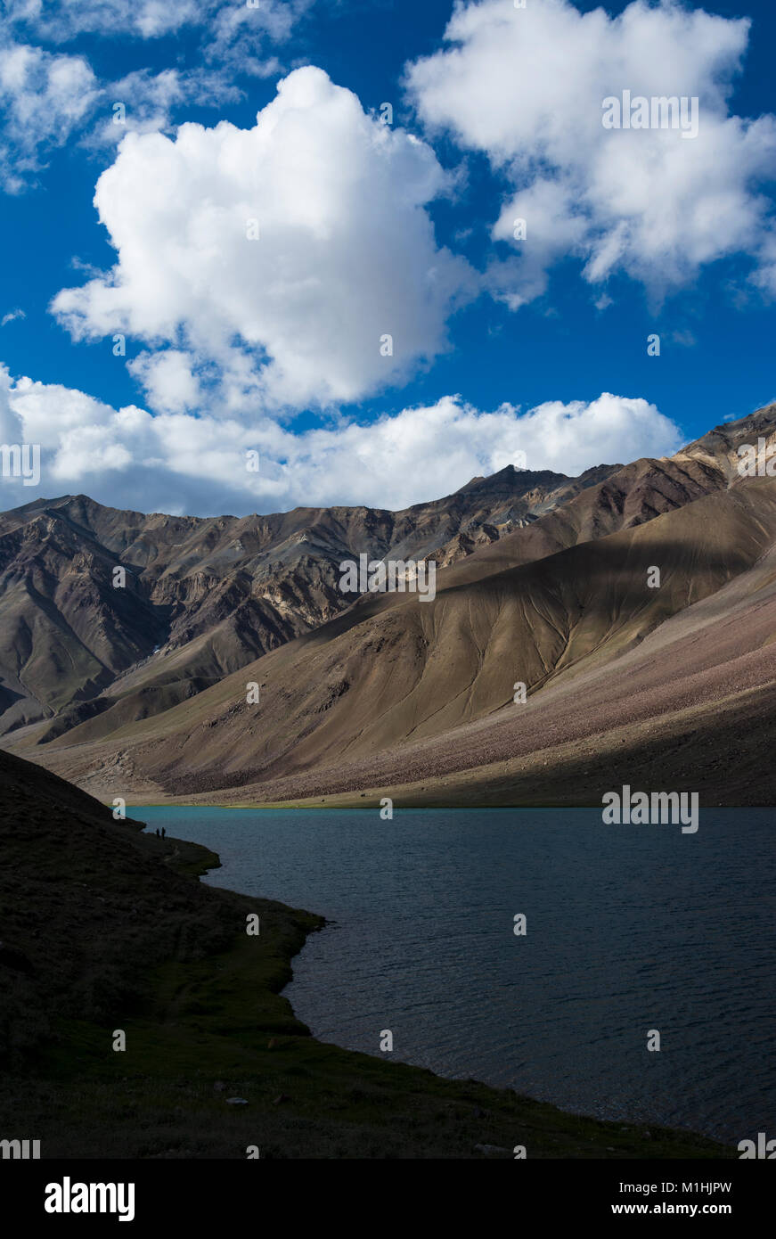 Blue sky over chandra Taal lake Stock Photo - Alamy