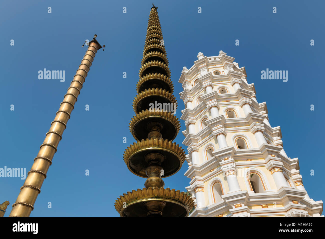 Large festive lamps of Shri Mahalsa Temple in GOA, India Stock Photo ...