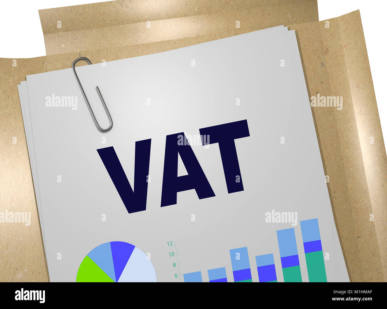 3D illustration of VAT title on business document Stock Photo - Alamy