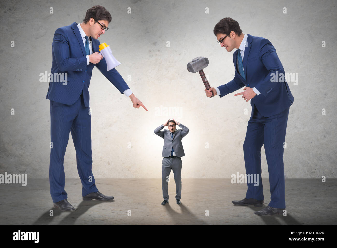 Bad angry boss harassing employee in business concept Stock Photo - Alamy