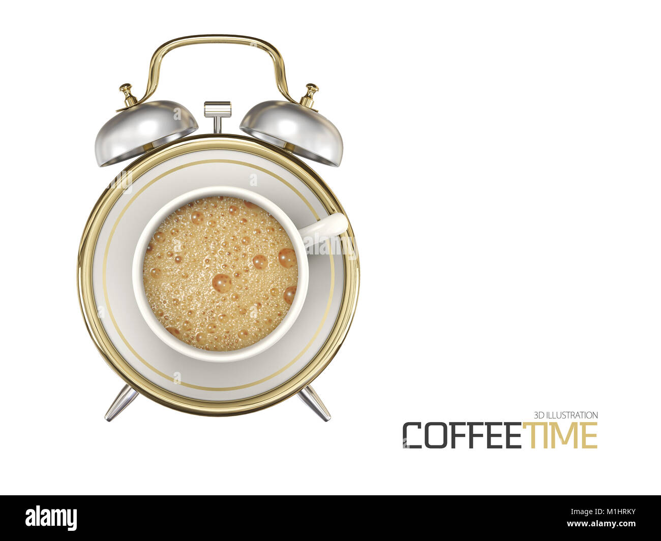 Coffee cup time clock concept design background, 3d Illustration Stock ...