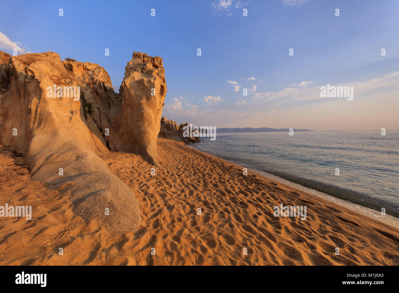 beautiful kakoudia beach at sunrise. Ierissos Grecce Stock Photo - Alamy