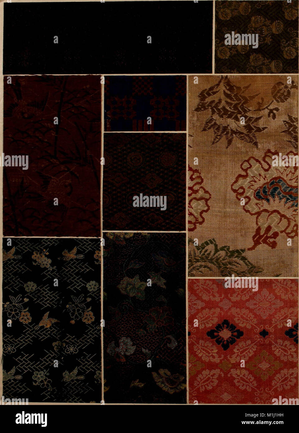 A collection of Oriental textile samples from the 1700s, showcasing ...