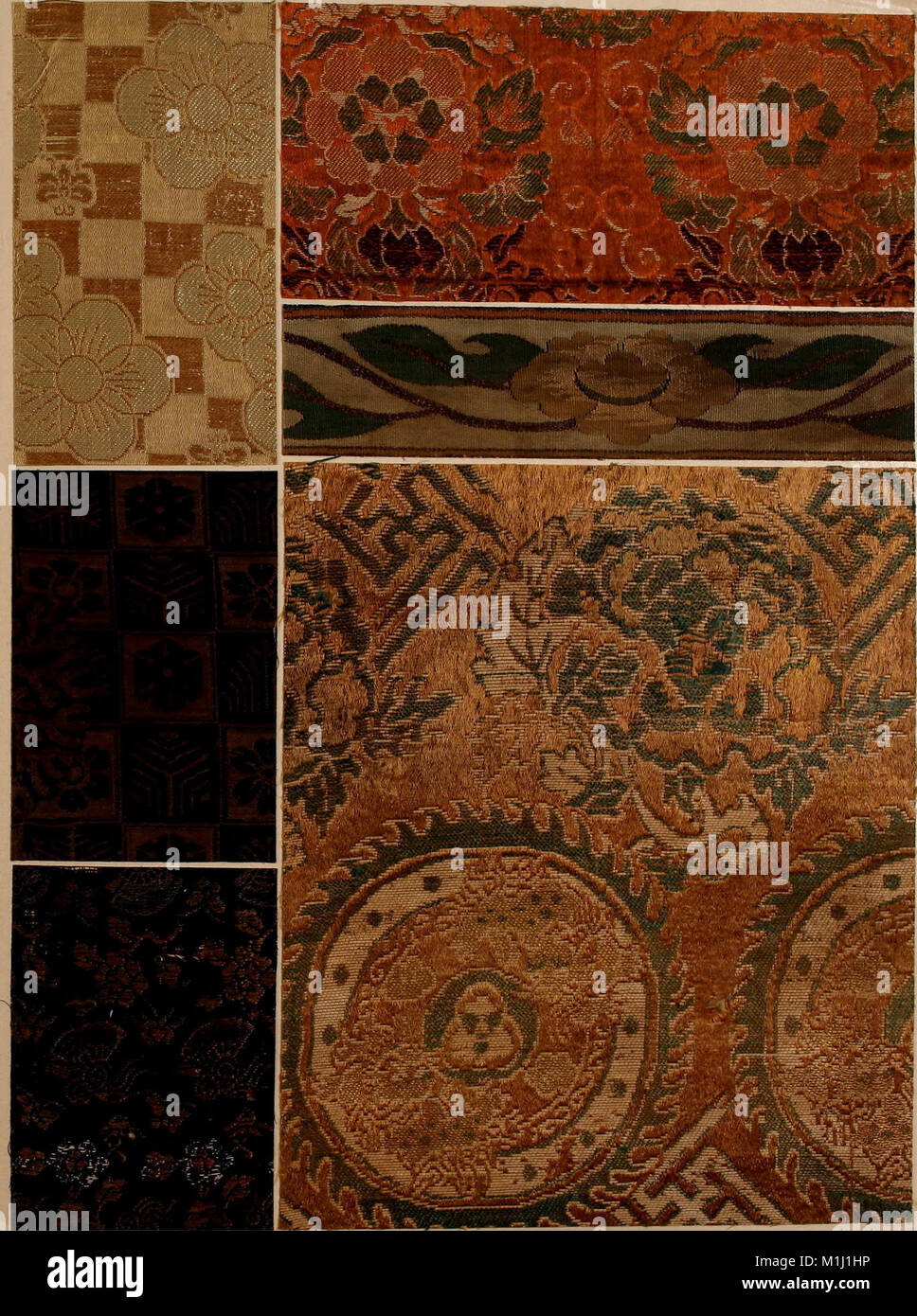 This collection of oriental textile samples from the 1700s showcases ...