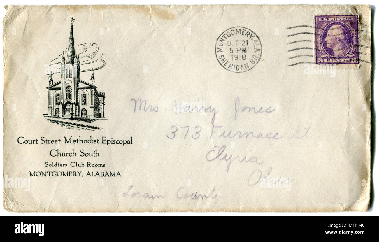 Old american postal envelope court street Methodist Episcopal church ...
