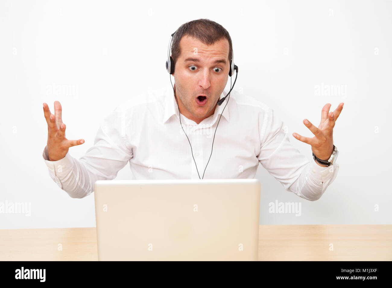 Portrait male manager wearing headset hi-res stock photography and ...