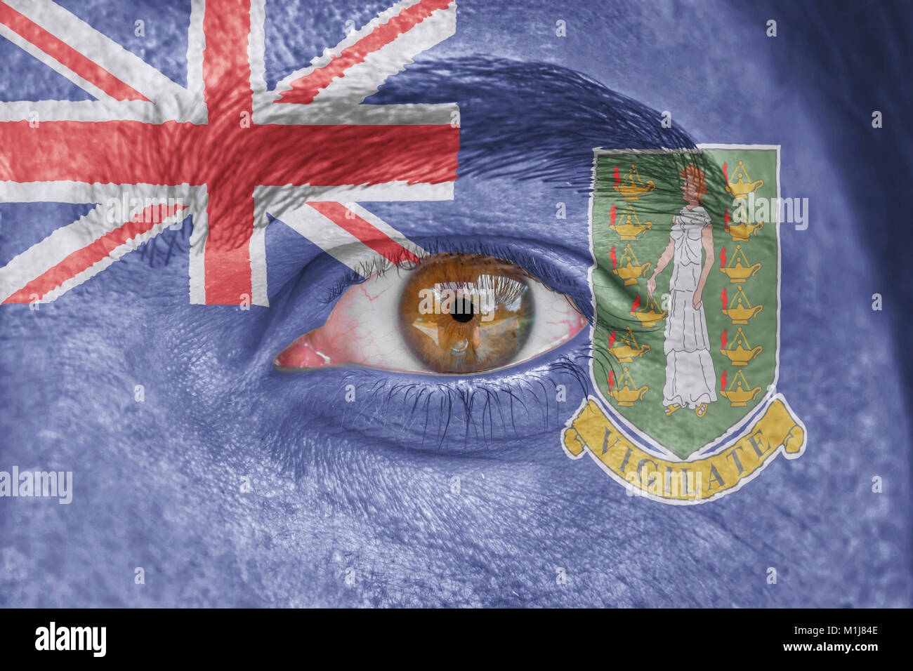 Human face and eye painted with flag of British Virgin Islands Stock ...