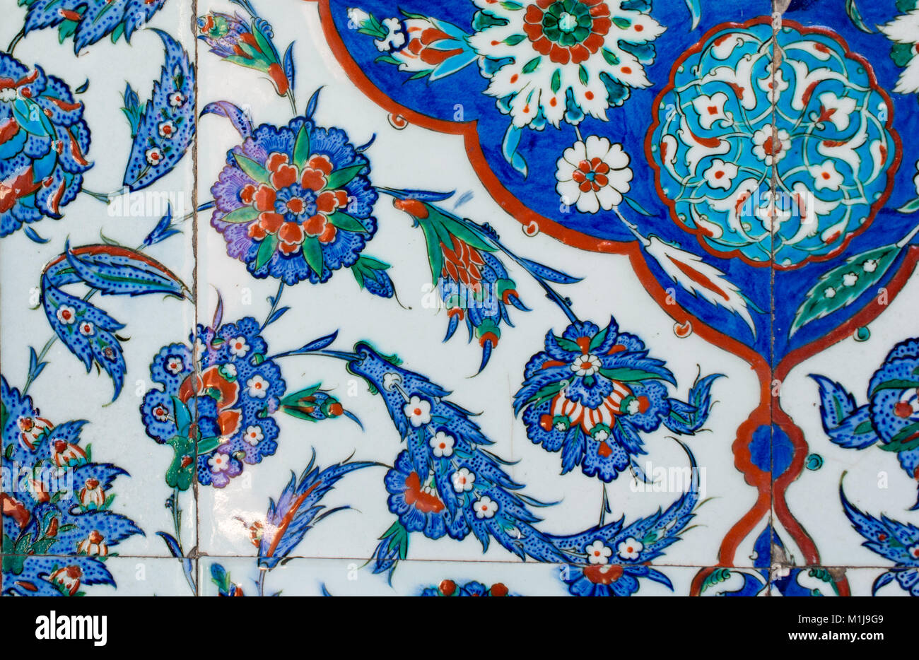 Ottoman ancient Handmade Turkish Tiles with floral patterns Stock Photo ...