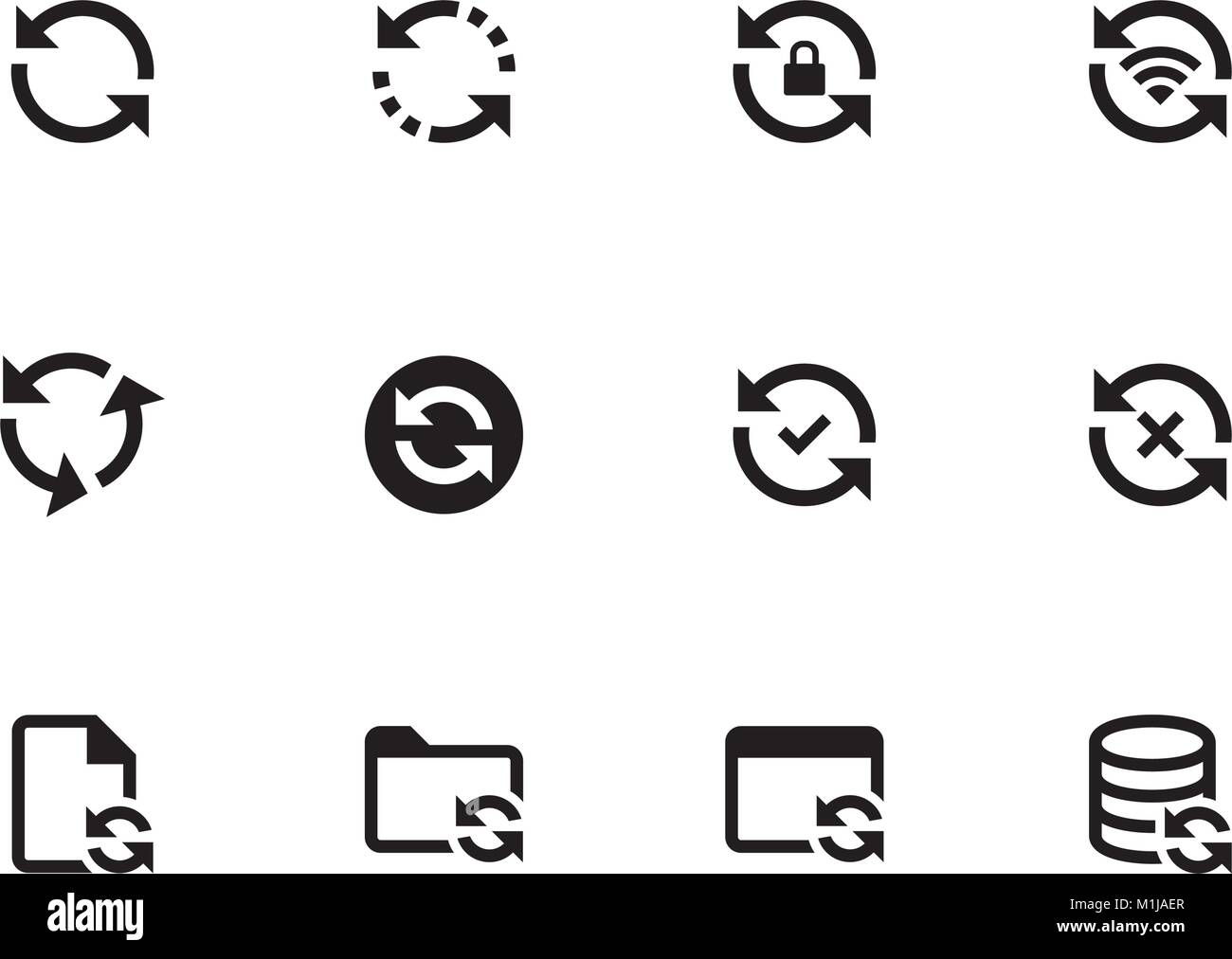 Synchronization and Refresh vector icons on white background. Vector ...