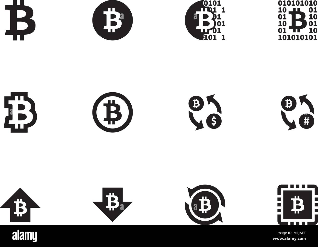 Bitcoin and Exchange vector icons on white background. Vector ...