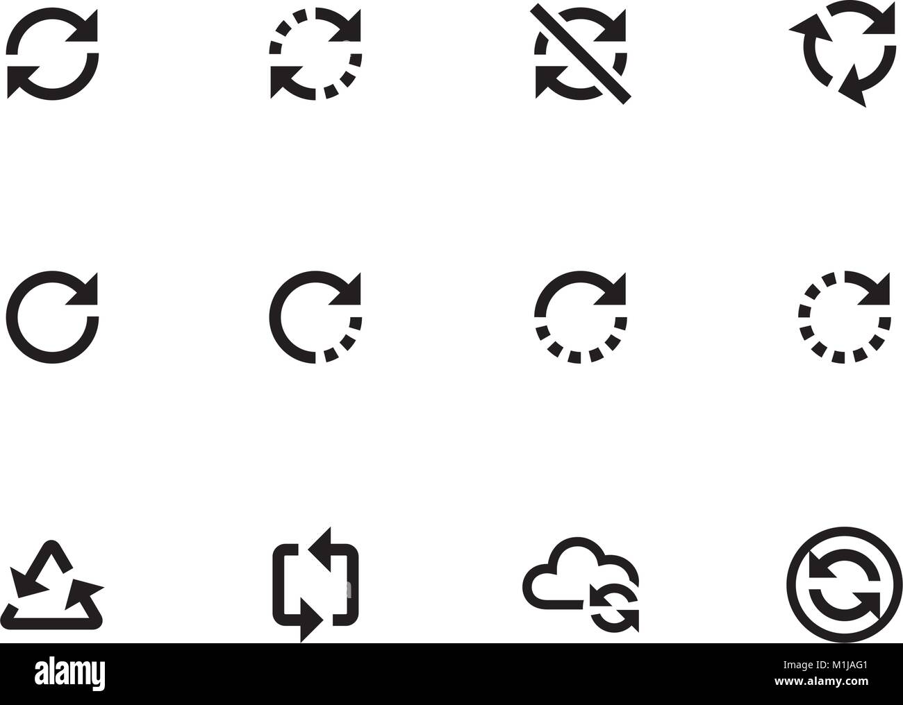 Refresh and Sync vector icons on white background. Vector illustration ...