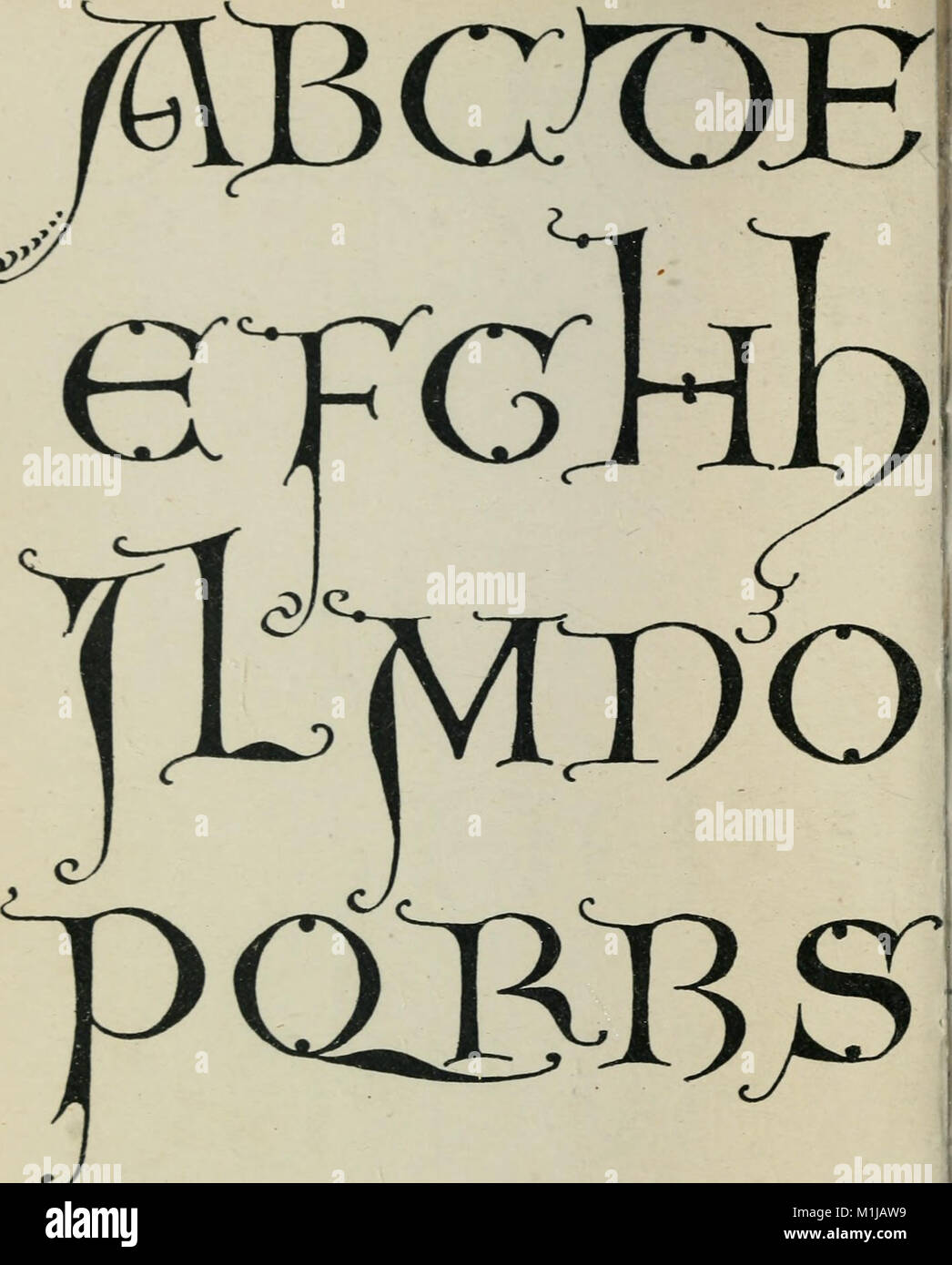 This 1898 book presents various alphabets for craftsmen, alongside an ...