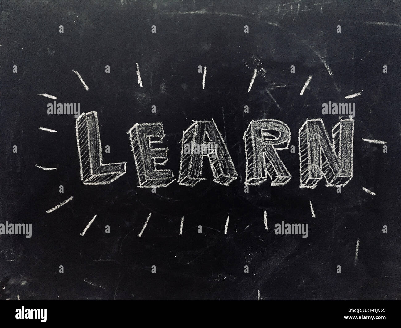 Learn Handwritten on Blackboard as JPG File Stock Photo - Alamy