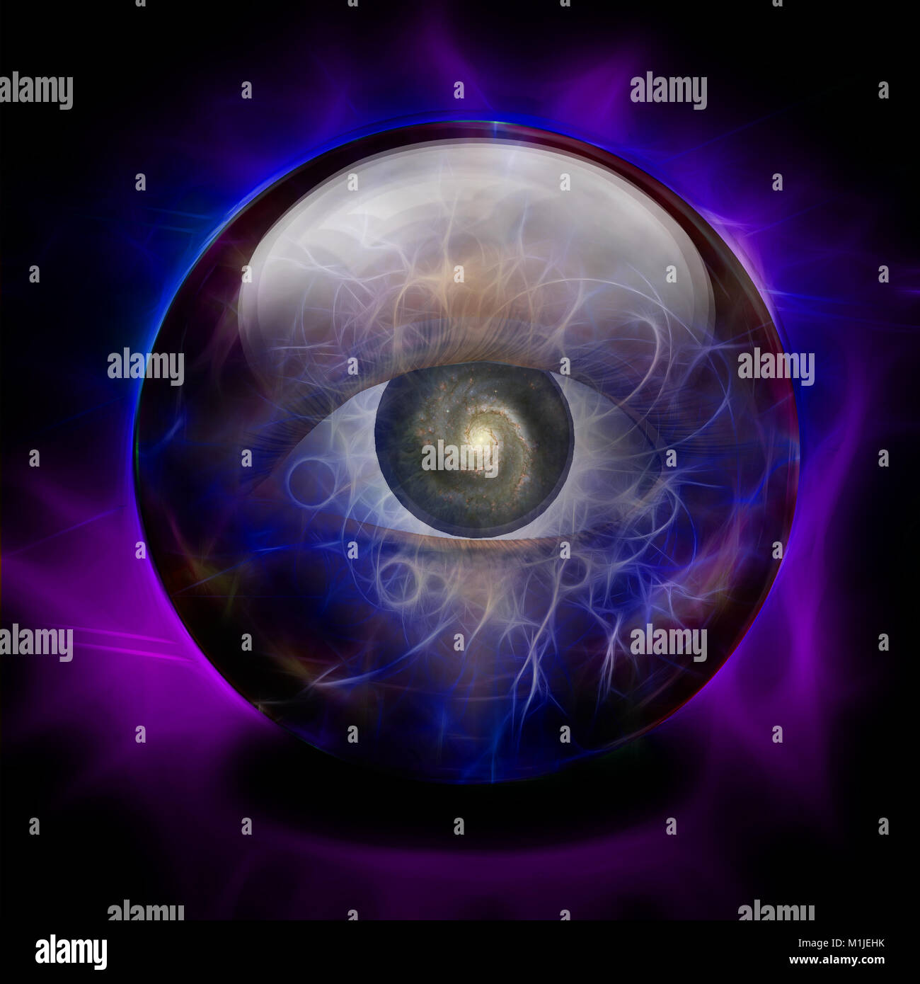 Crystal Ball with Eye and Galaxy Stock Photo - Alamy