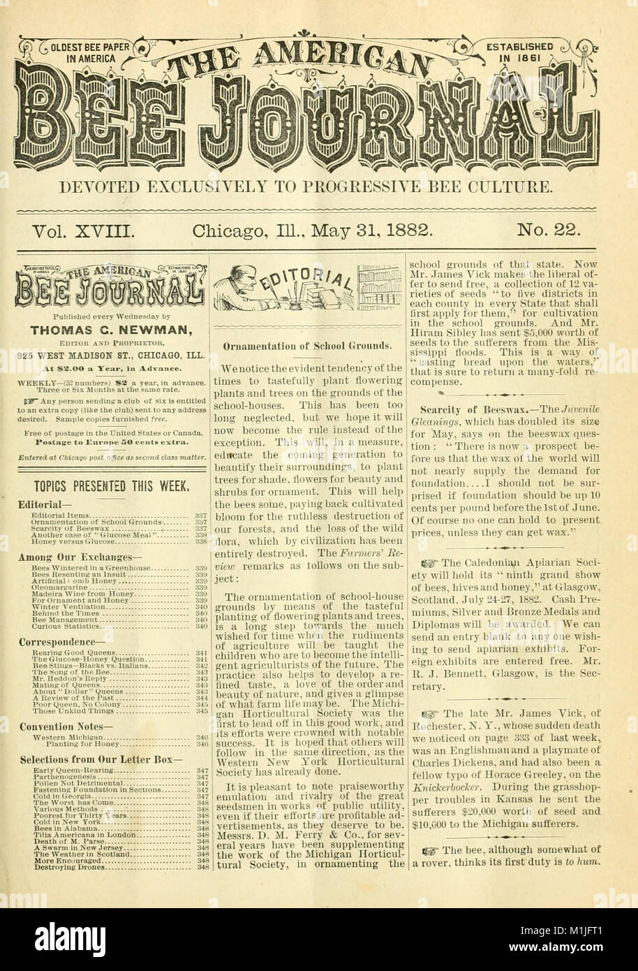 The 'American Bee Journal' (1882) provides information on beekeeping ...