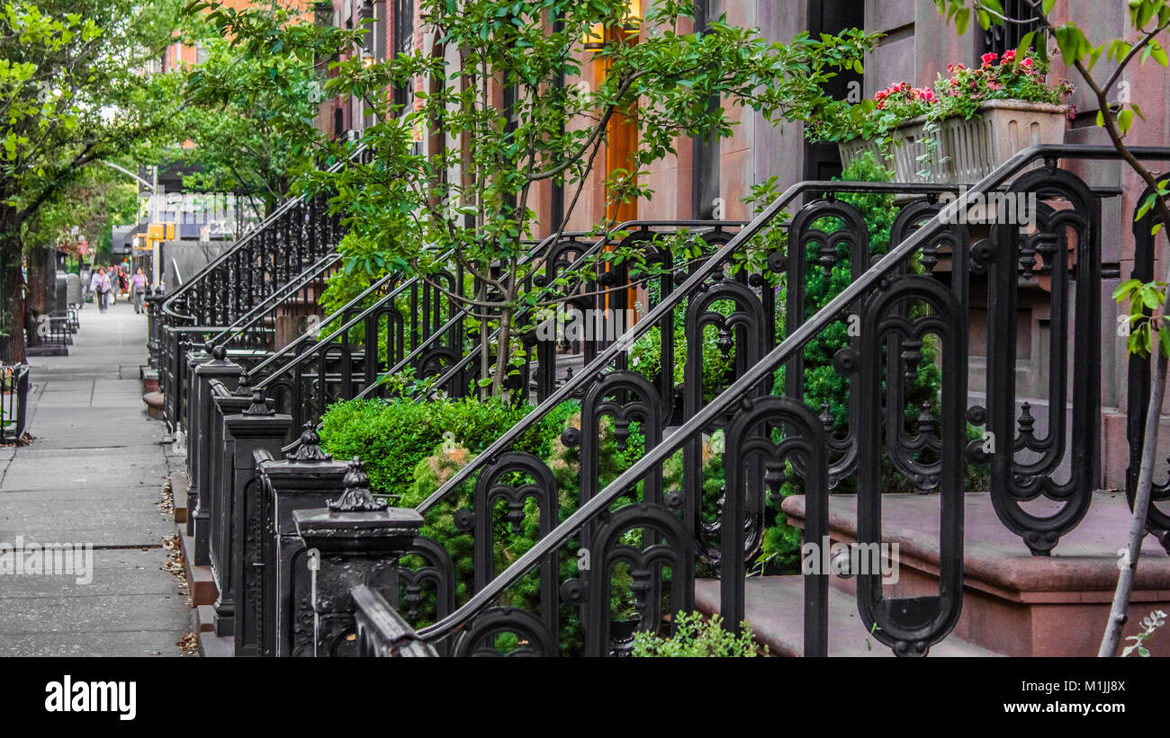 Row of front stoops, New York City Stock Photo - Alamy