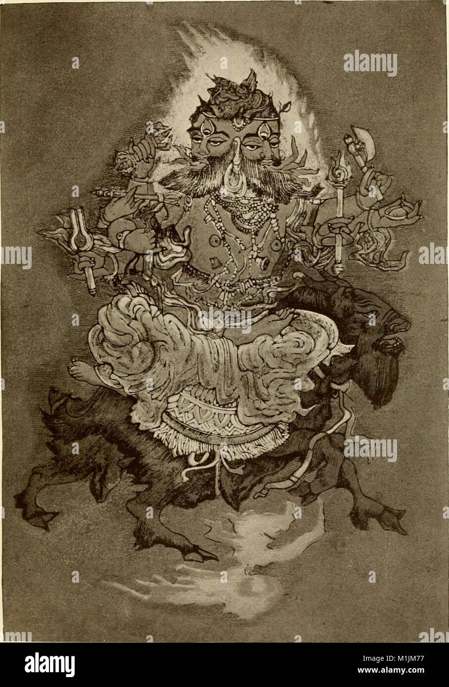 A depiction of Agni, the Hindu fire god, created by the renowned artist ...