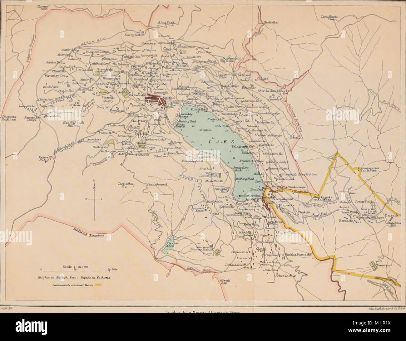 This 1911 map of Nainital, located in Uttarakhand, India, provides ...