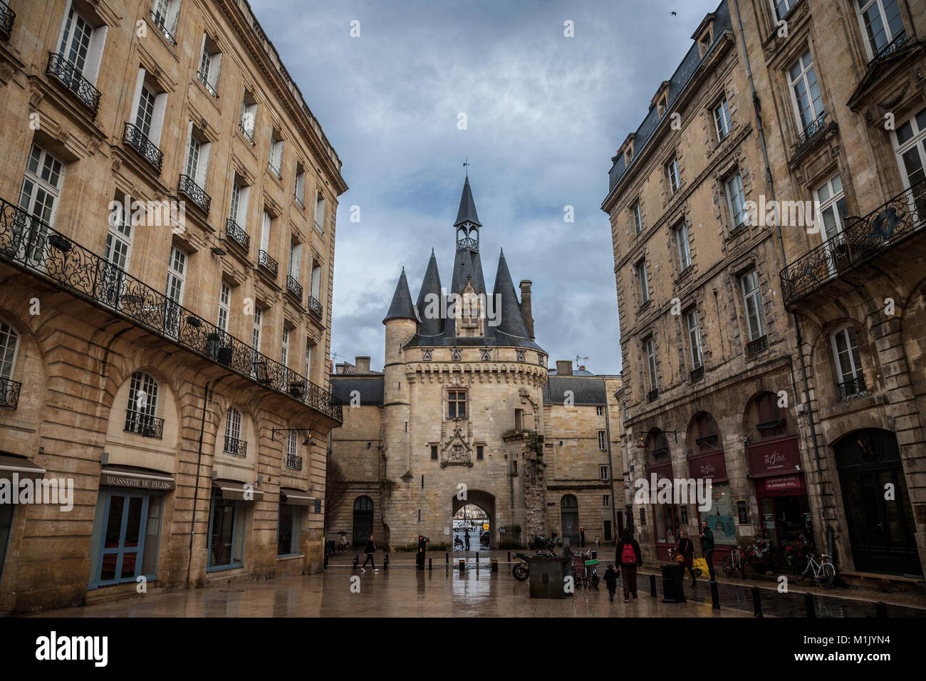 BORDEAUX, FRANCE - DECEMBER 26, 2017: Porte Cailhau (Cailhau Gate) in ...