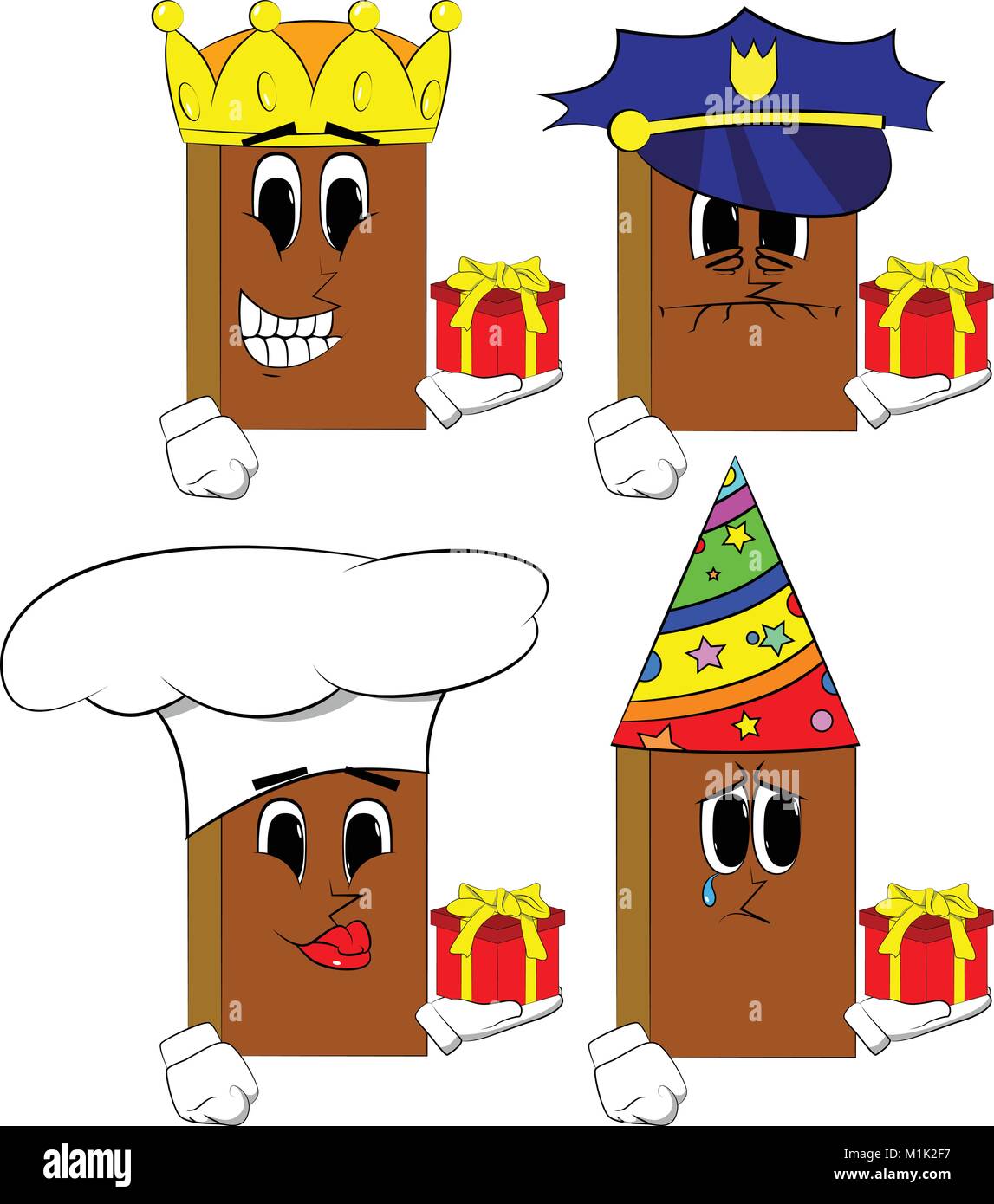 Books holding small gift box. Cartoon book collection with costume ...