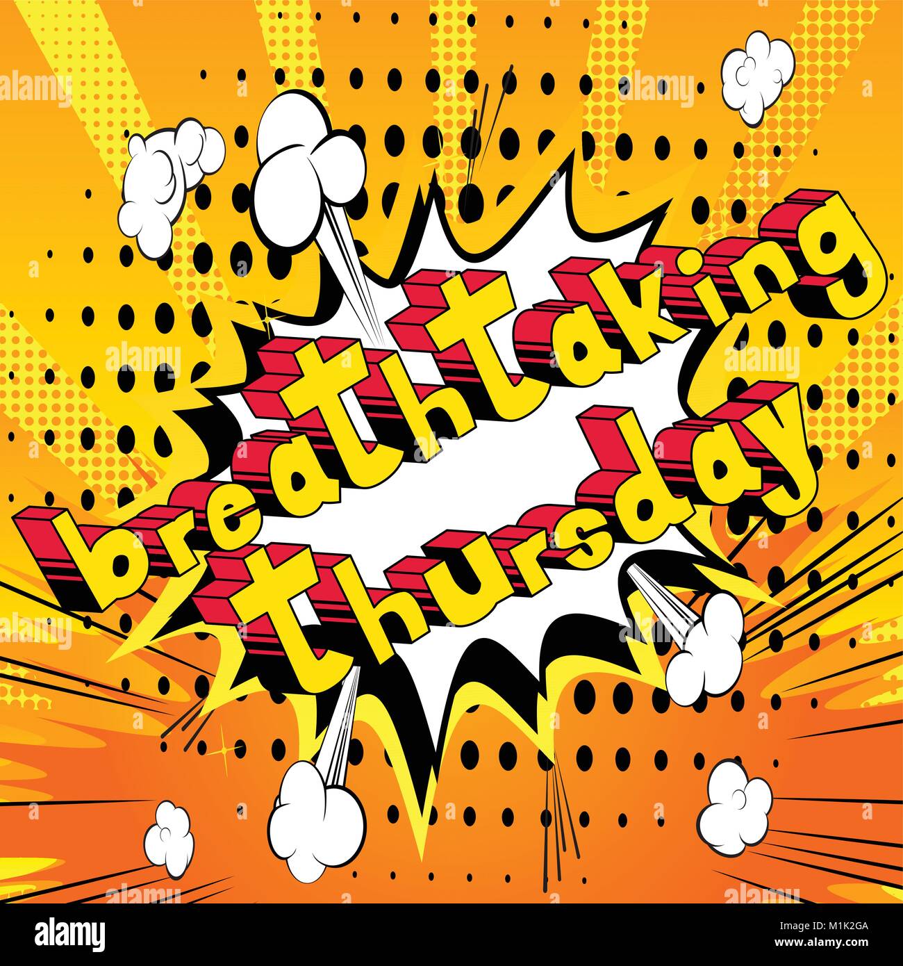 Breathtaking Thursday- Comic book style word on abstract background ...