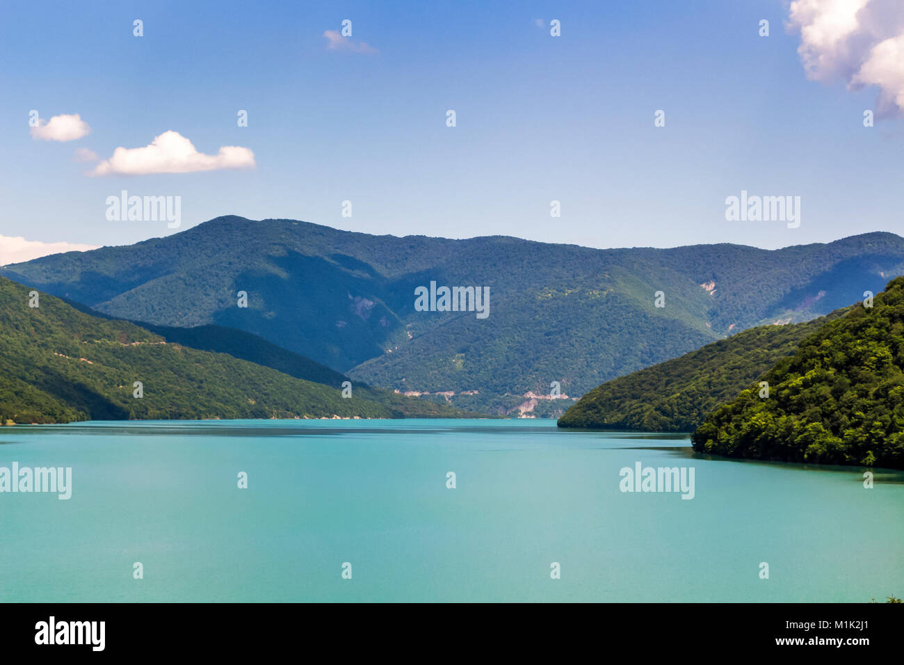 Beautiful scenery of a mountainous azure lake Stock Photo - Alamy