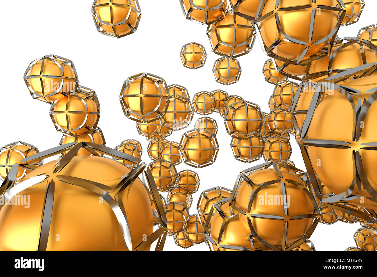 Metal spheres in a frame shell Stock Photo - Alamy
