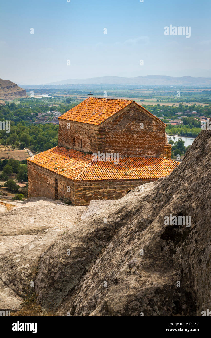 An old stone church on top of a mountain with a beautiful view Stock ...