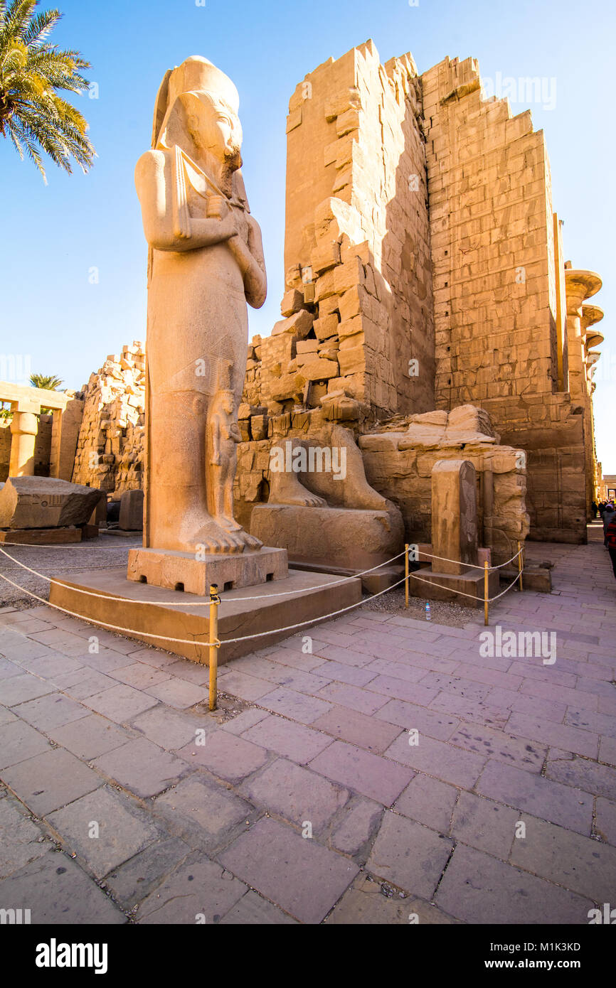 Statue in the temple of Karnak in Luxor Egypt Stock Photo - Alamy