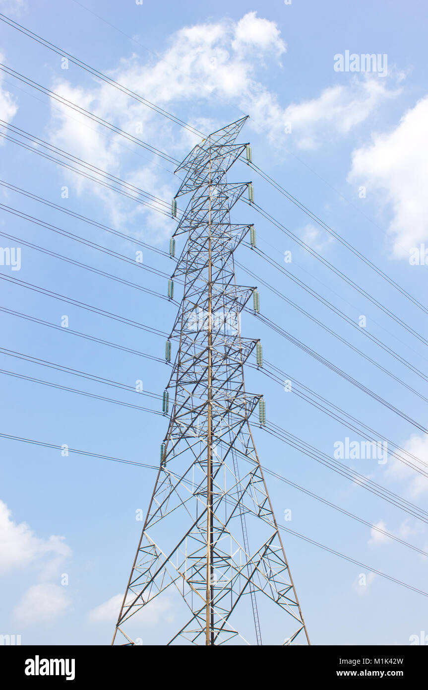 Electric post in the sky Stock Photo - Alamy