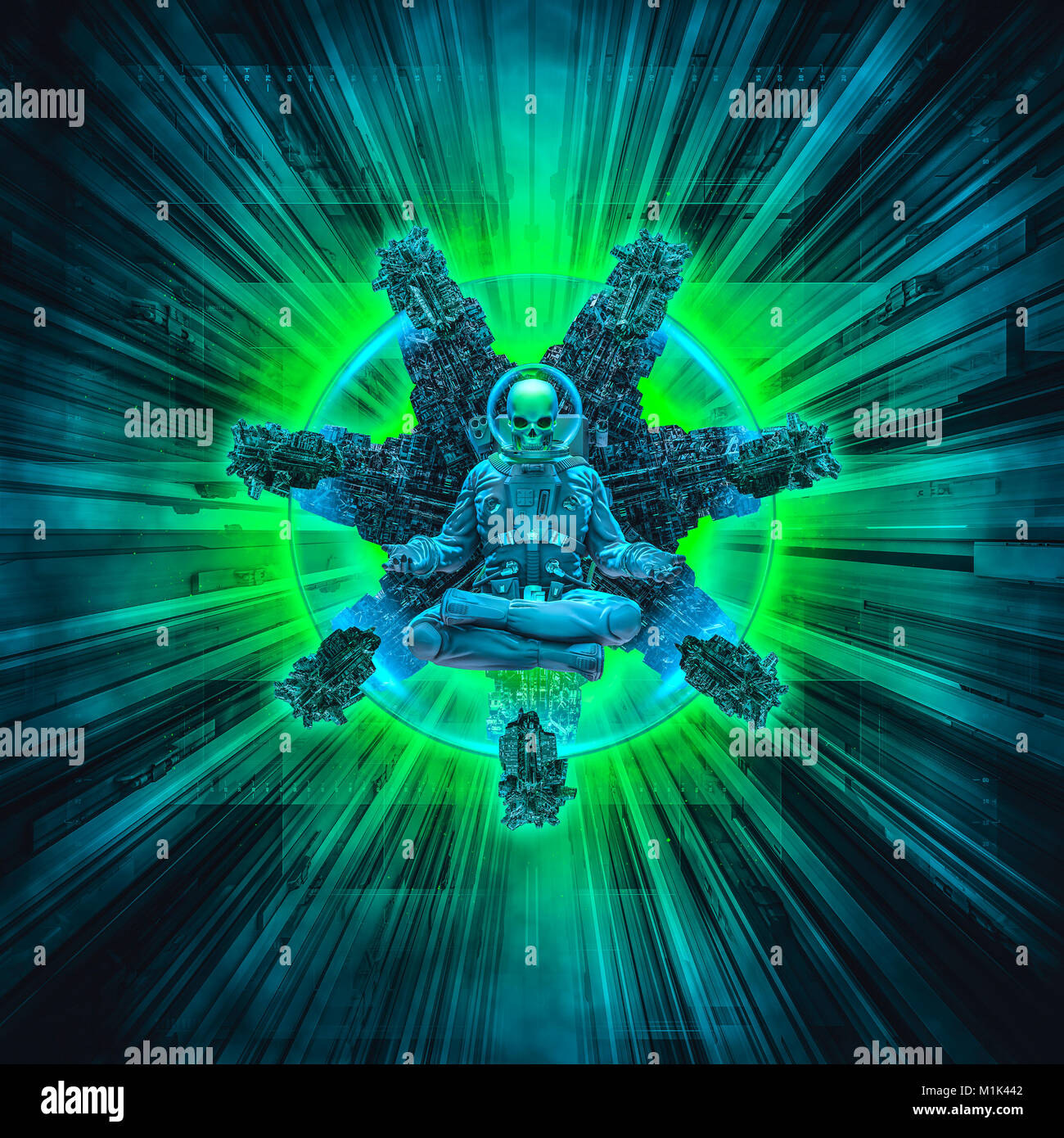 Dead space astronaut / 3D illustration of skeleton astronaut inside ...