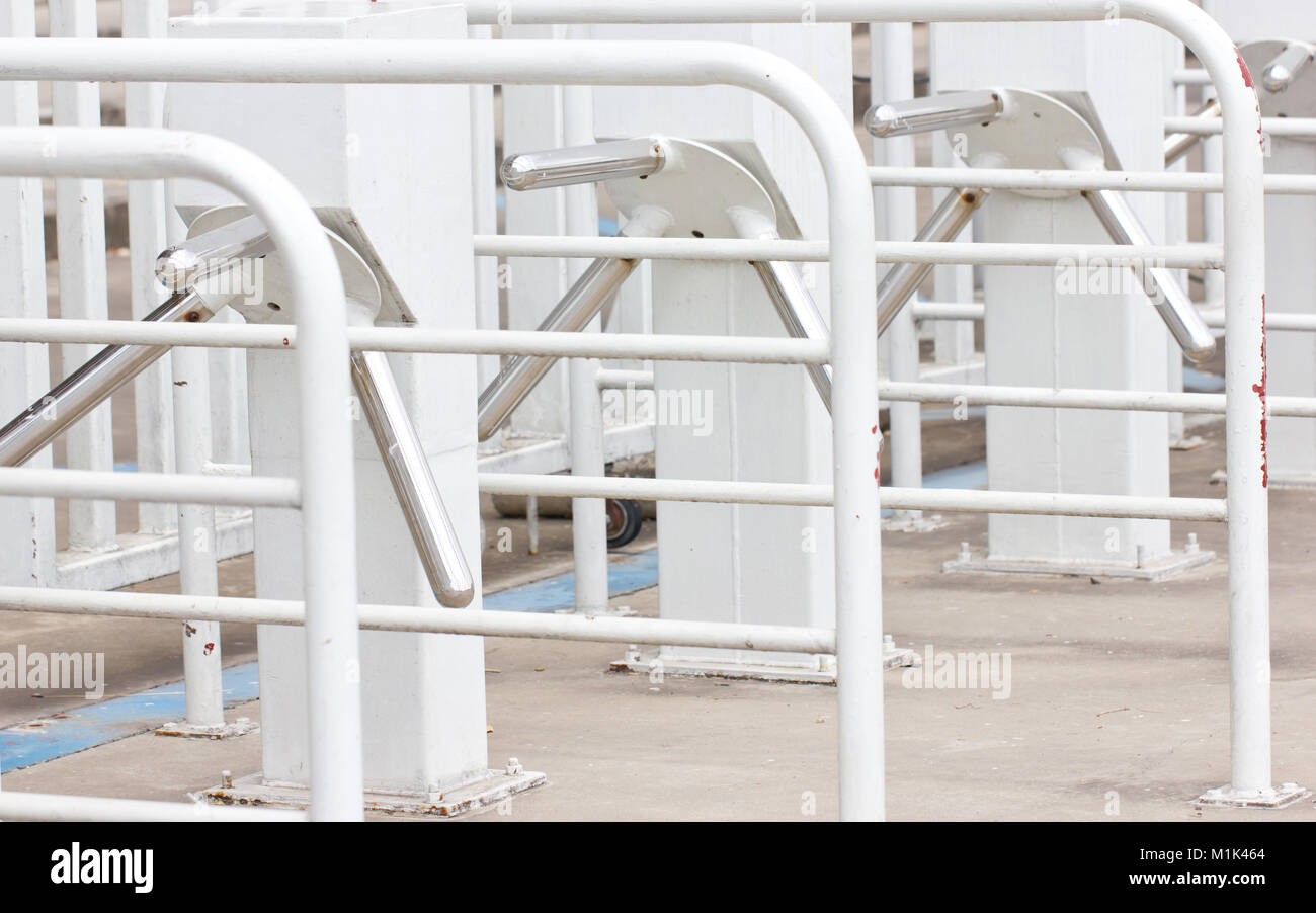 Turnstile entrance and exit gates at stadium Stock Photo - Alamy
