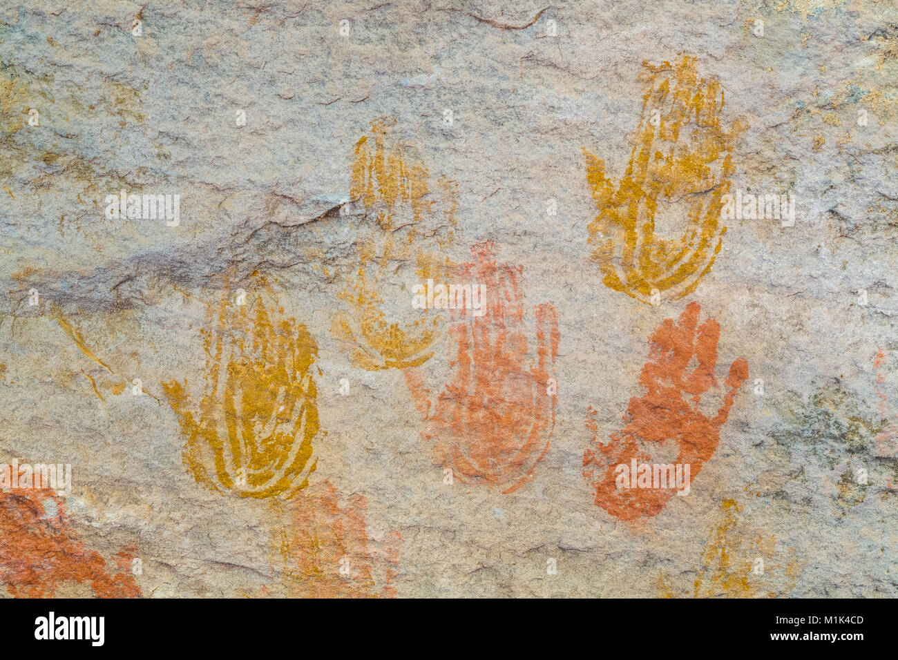 Handprint pictographs with an interesting complex design, created by ...
