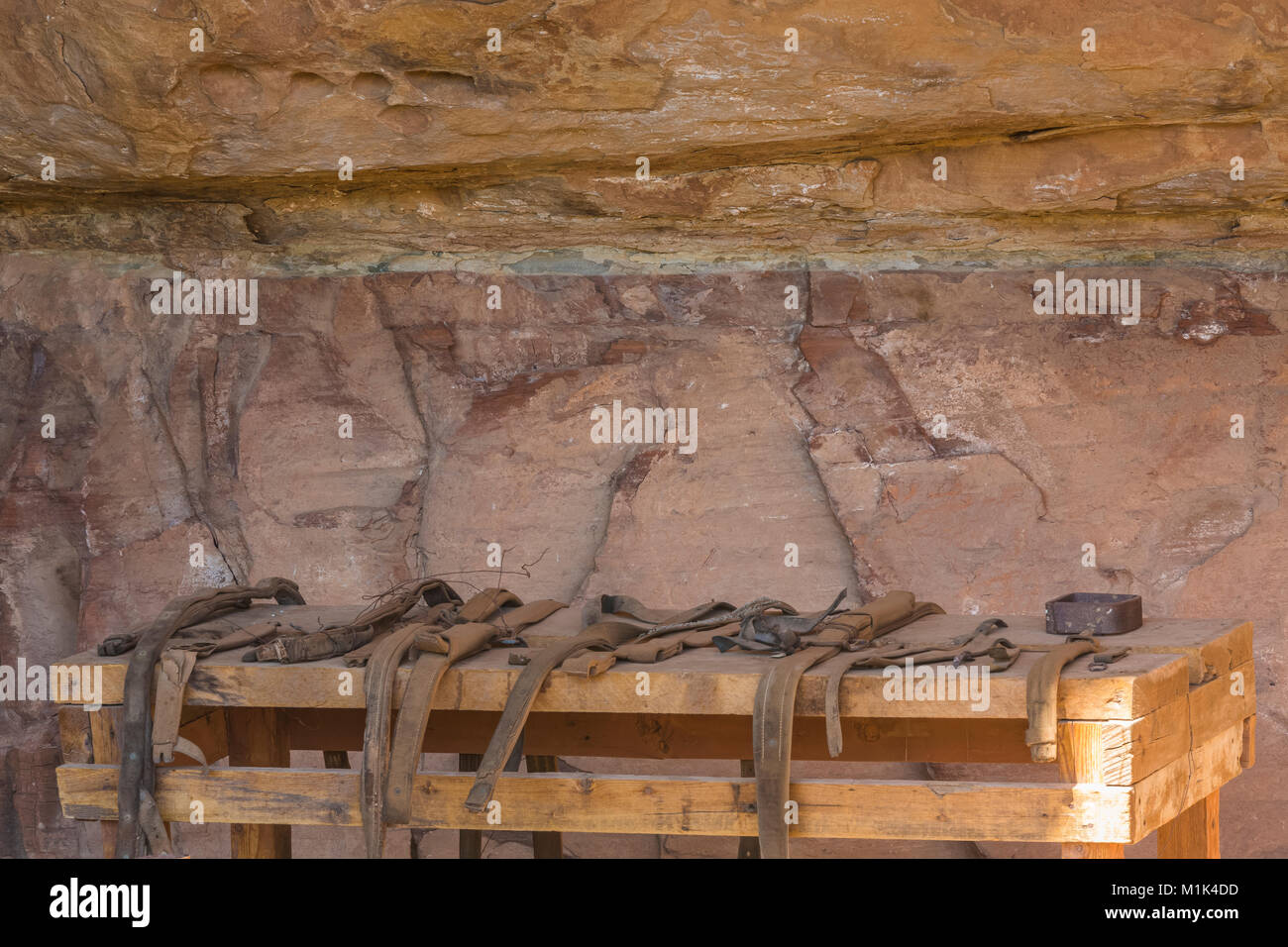Tack table for old cowboy camp, used until 1975, along the Cave Spring ...