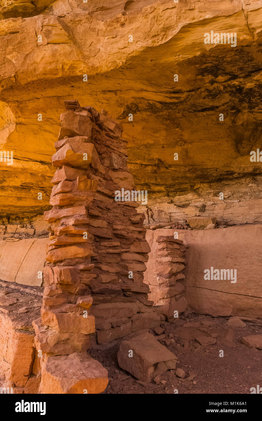 Ruins of masonry building created by Ancestral Puebloan people within ...