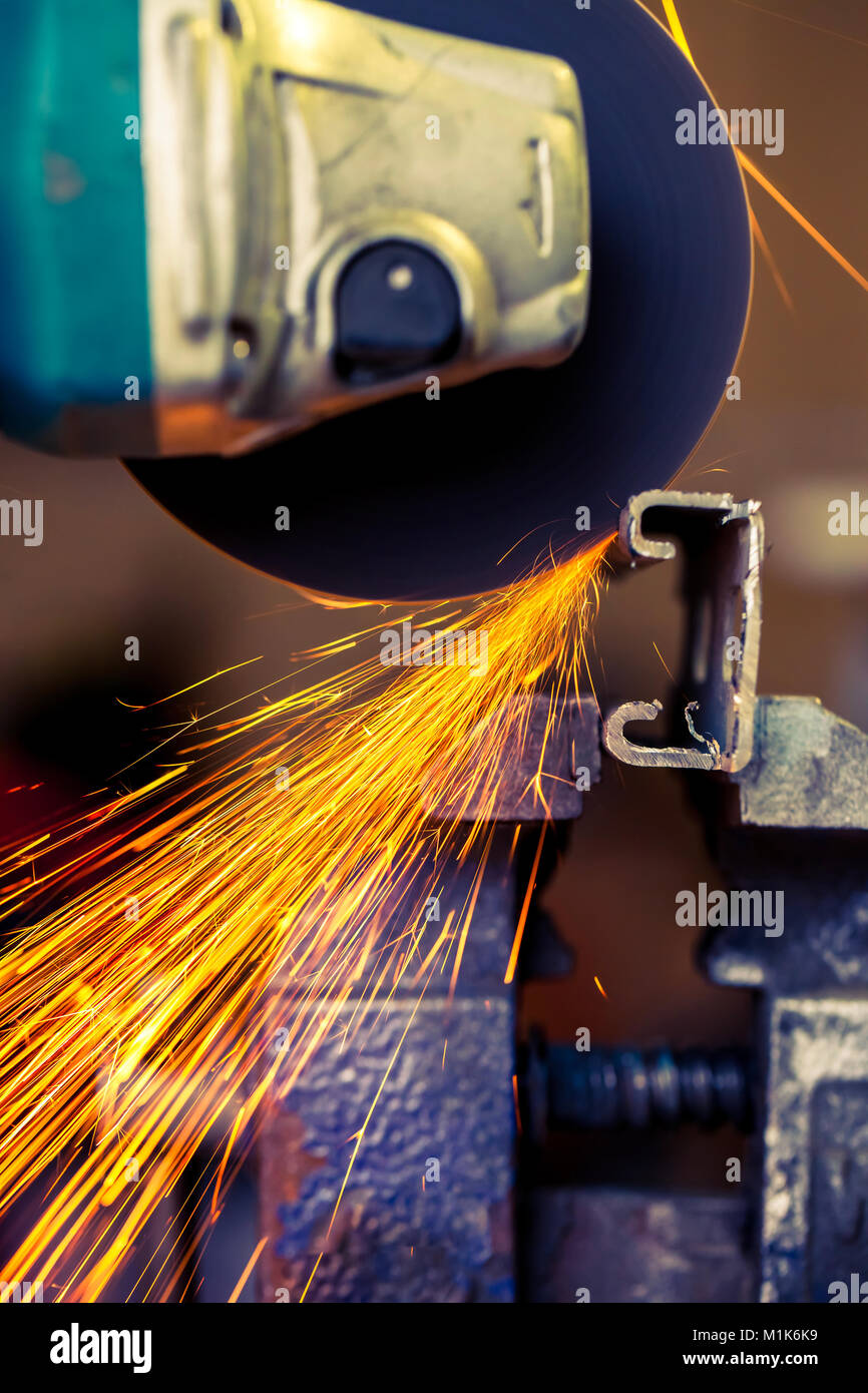 Metal being cut sparks flying hi-res stock photography and images - Alamy