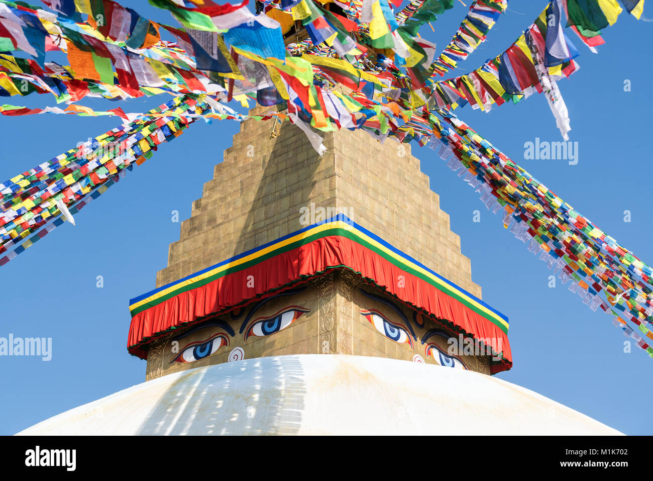 Boudhanath stupa with prayer flags in kathmandu hi-res stock ...