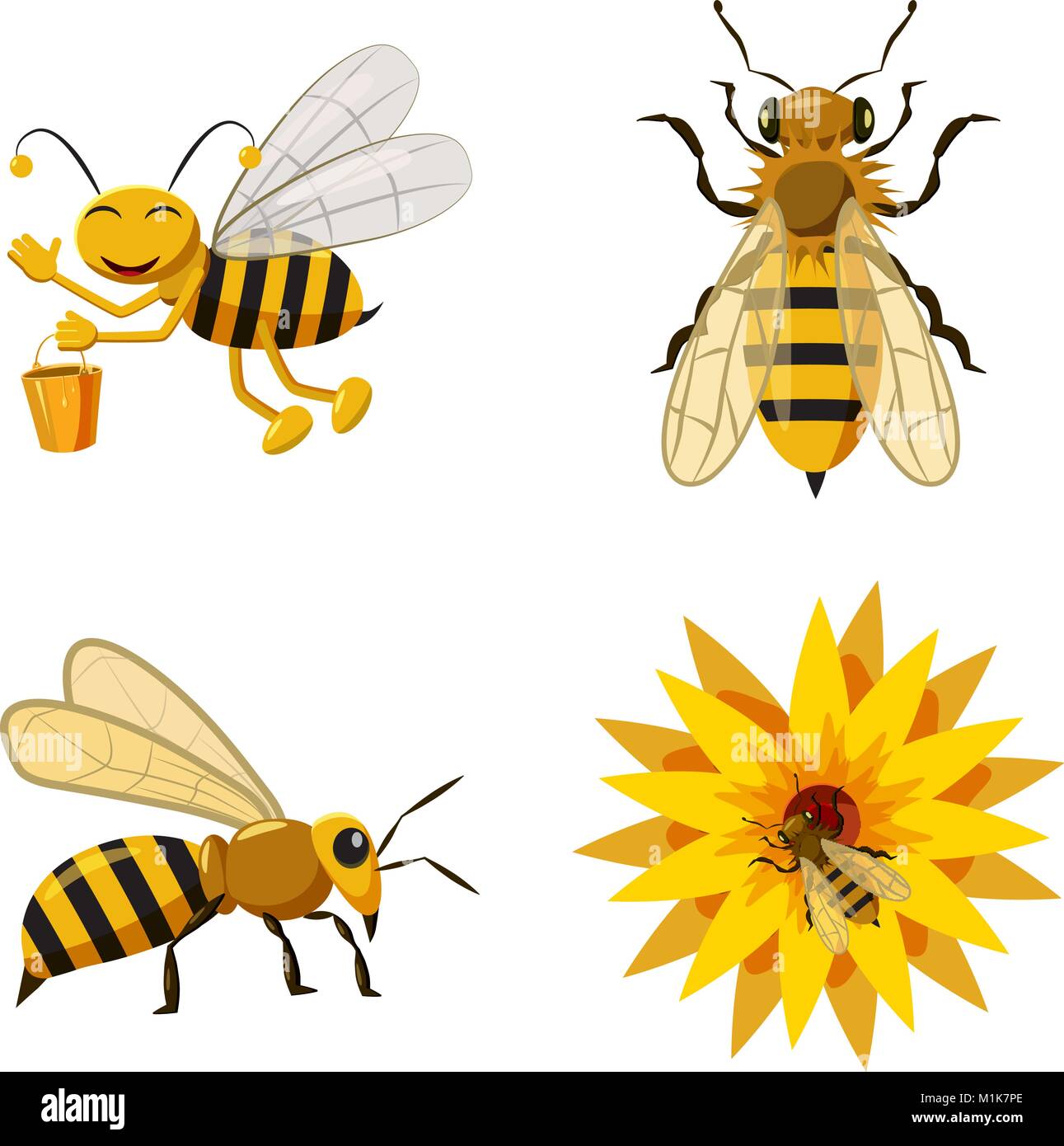 Bee icon set, cartoon style Stock Vector Image & Art - Alamy