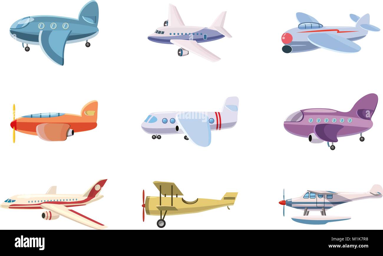 Airplane icon set, cartoon style Stock Vector Image & Art - Alamy